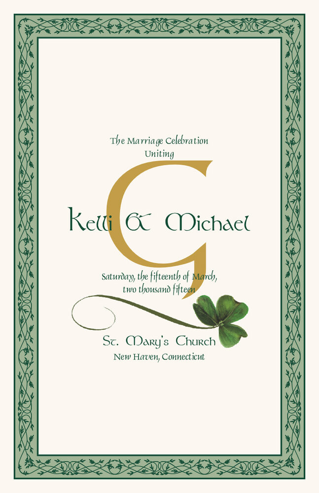 Celtic and Irish Wispy Shamrock Wedding Programs and Church Programs - Documents and Designs